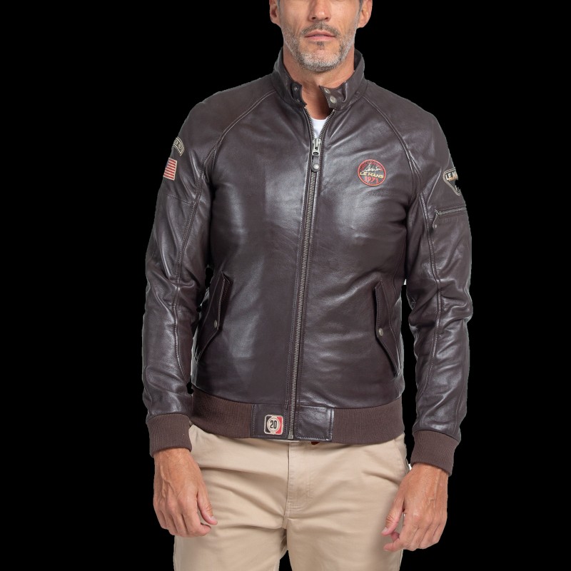 Lederjacke Steve McQueen 24H Du Mans Harry Braun - Herren