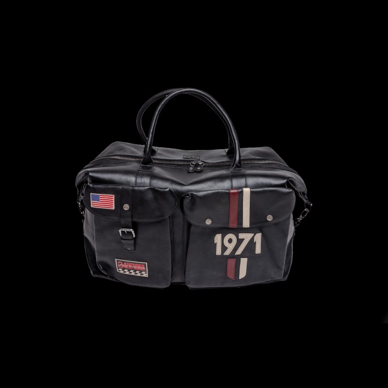 Sehr Große Ledertasche Steve McQueen 24H Du Mans Dean Schwarz