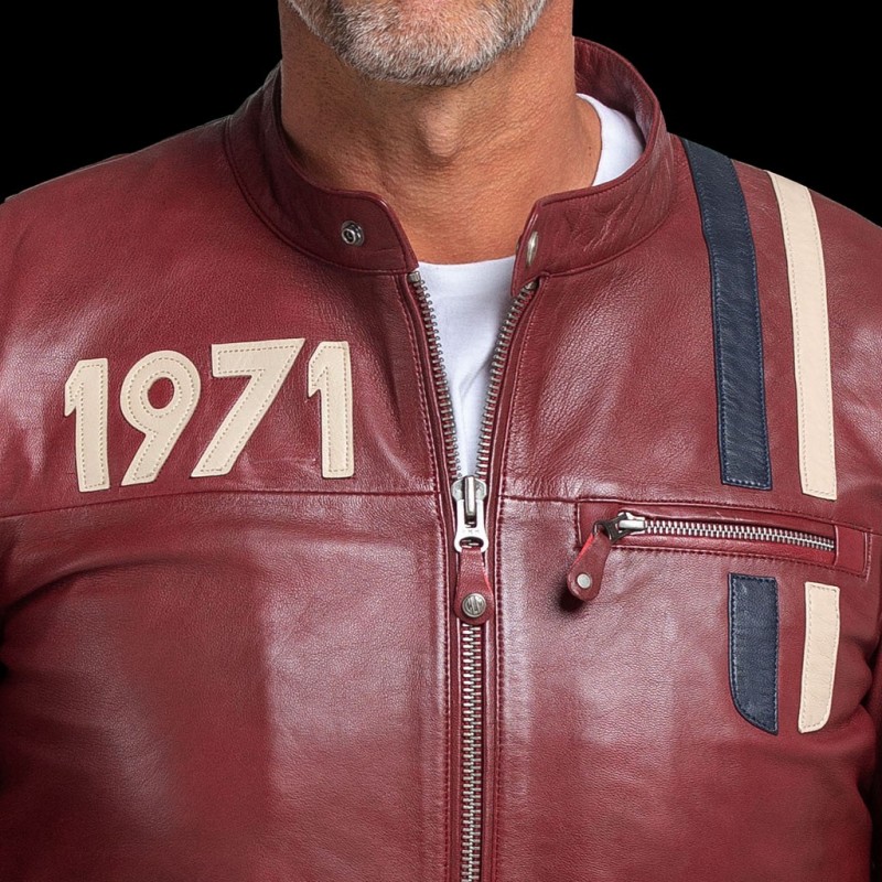 Steve McQueen Jacket Le Mans 1971 Racing Leather Dark red - men