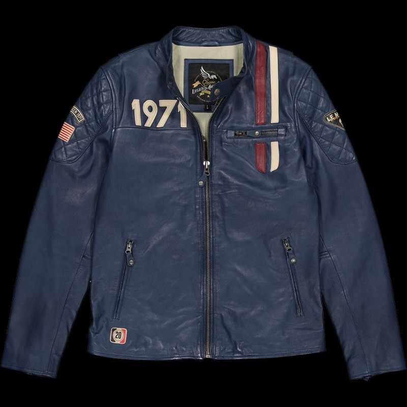Steve McQueen Jacket Le Mans 1971 Racing Leather Dark blue - men