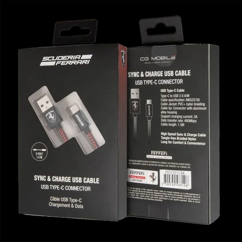 Ferrari USB cable USB-C Red / Black FETCNYTCBK