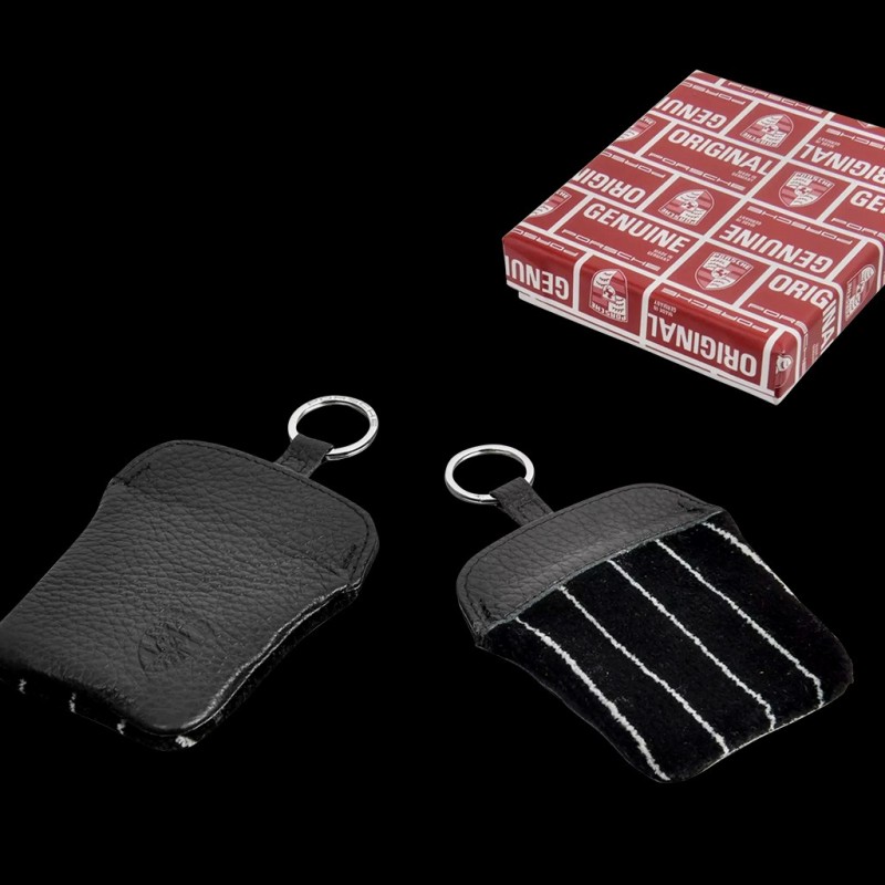 Porsche Classic Key Case Leather / Fabric Black / Thin White Stripes ...