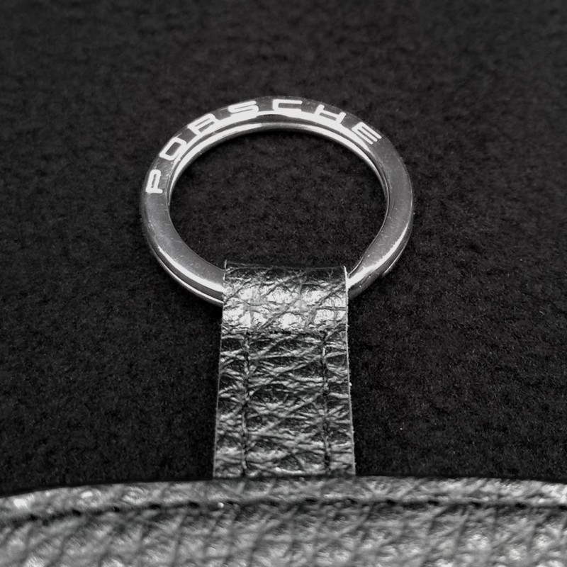 Porsche Classic Key Case Leather / Fabric Black / Thin White Stripes ...